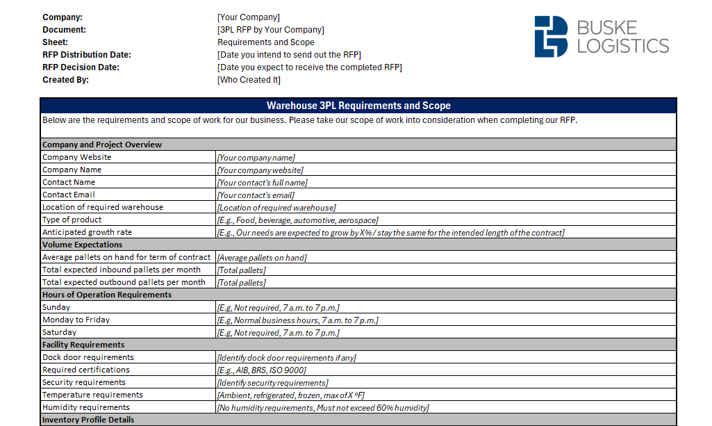 3PL RFP Template & Comprehensive Guide
